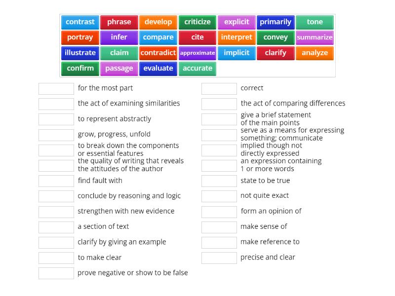 March Madness Vocabulary - Match up