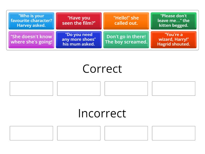 Speech Punctuation - Group sort