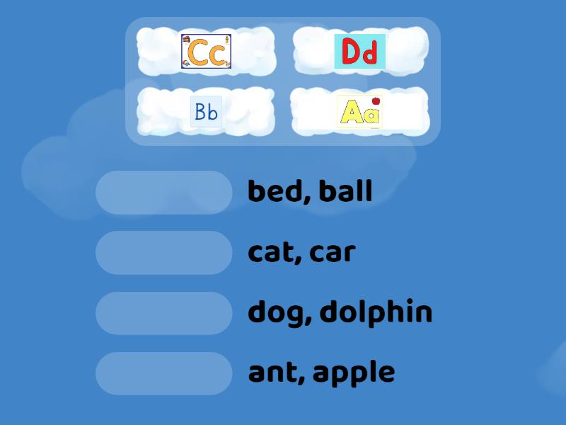 Summer English Alphabet (letters ABCD) - Match up