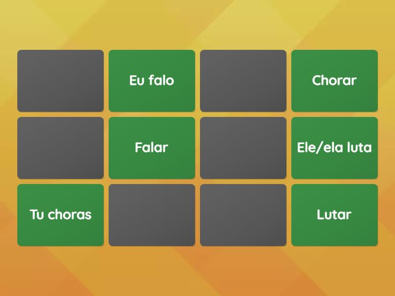 Jogo da memoria de tempos dos verbos do modo indicativo. - Matching pairs