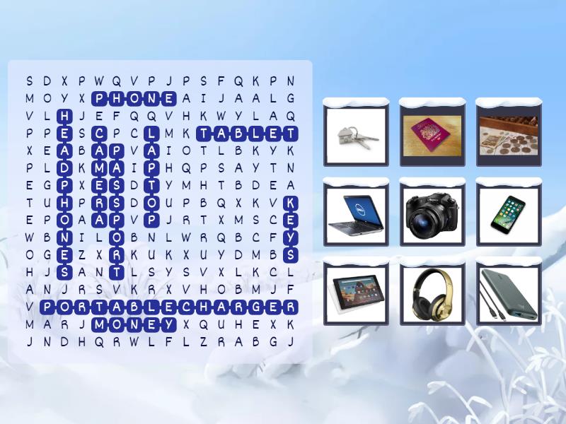 personal possessions - Wordsearch