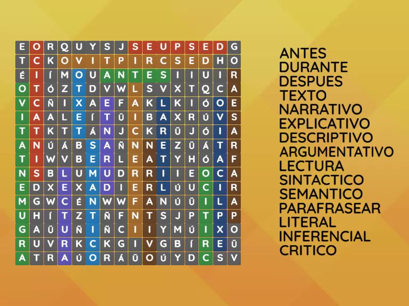 RECONOCIENDO EL PROCESO DE LECTURA - Sopa de letras