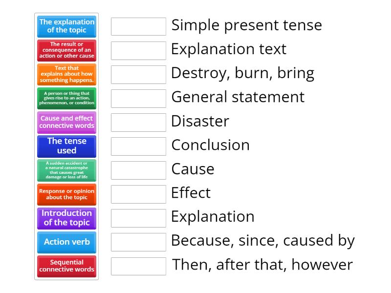 Activity 2 Explanation text - Match up