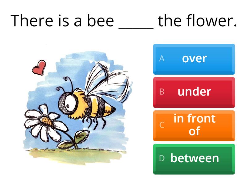 on/ next to/ in front of/ between/ over/ under - Cuestionario