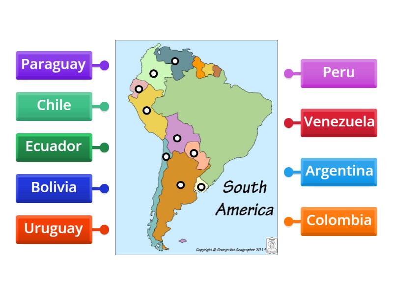 South American Spanish speaking countries - Labelled diagram