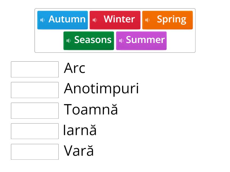 Seasons - English/Romanian Crisis ESOL - Match up