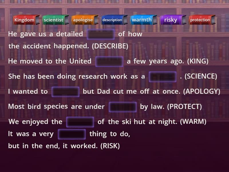 Word Formation B1 - Complete the sentence