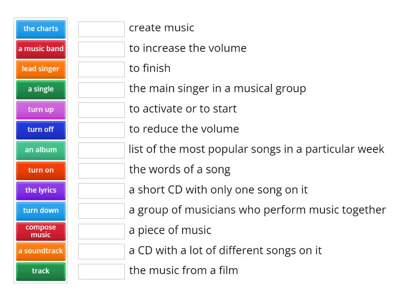 Unit 8A. Music vocabulary - Match up
