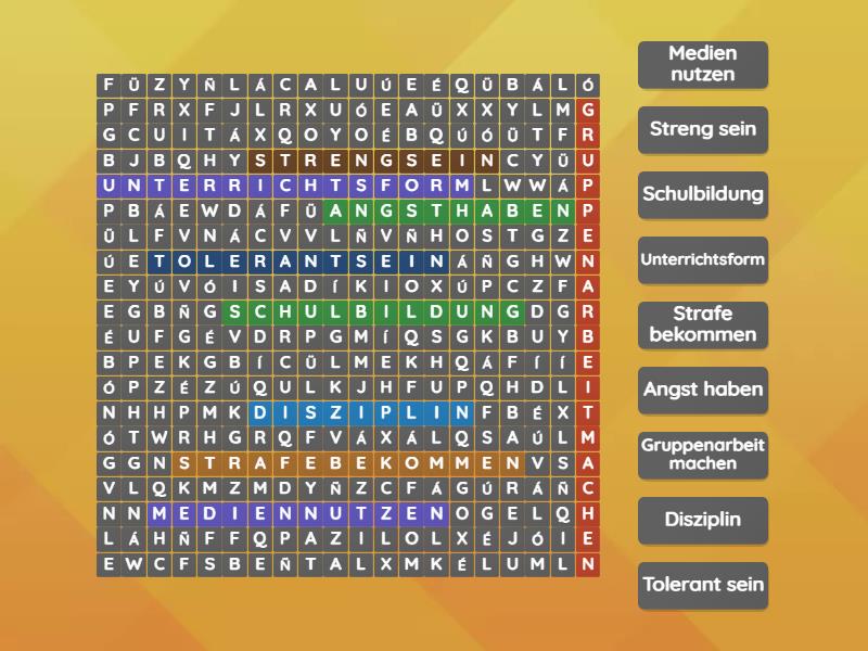Schule und Unterricht - Wordsearch