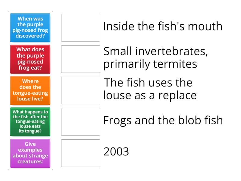 Unit 5: Life in the extreme - Match up
