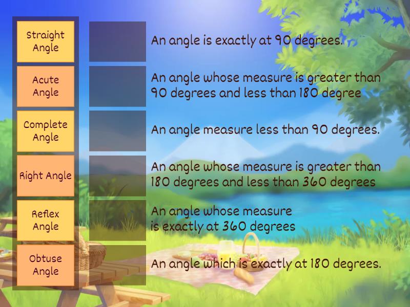 Types of Angles. - Match up