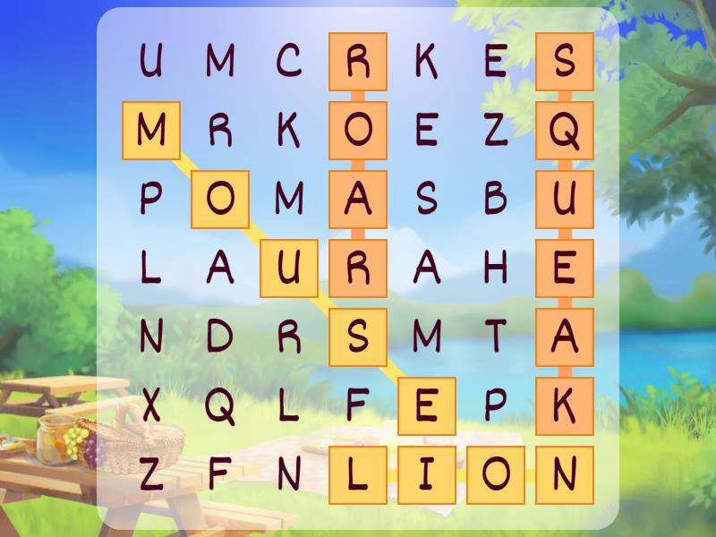 Lion and mouse story - Wordsearch