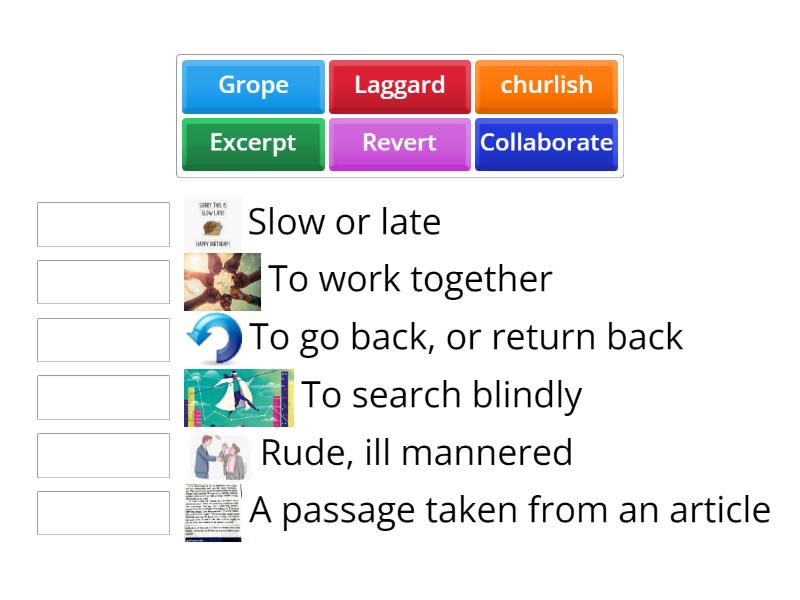 Vocabulary gr. 8 Unit 1 Set A - Match up
