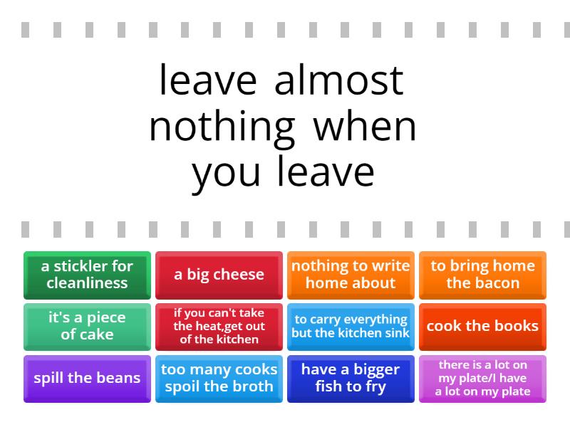 kitchen idioms - Find the match