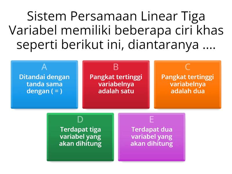 Sistem Persamaan Linear Tiga Variabel - Kuis