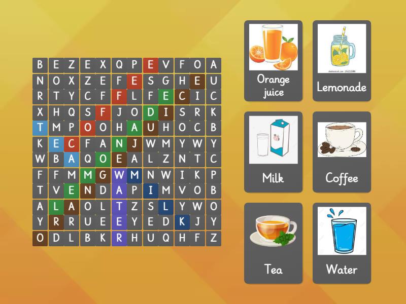 Drinks - Sopa de letras