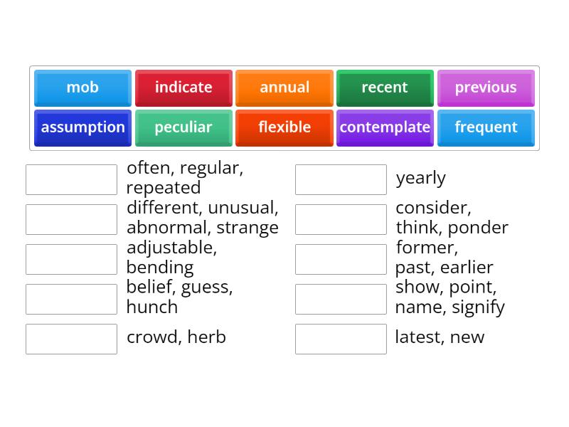 Unit 3/4 Synonyms - Match up