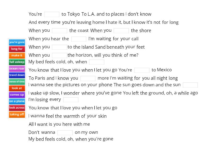 TRAVELER SONG - Complete the sentence