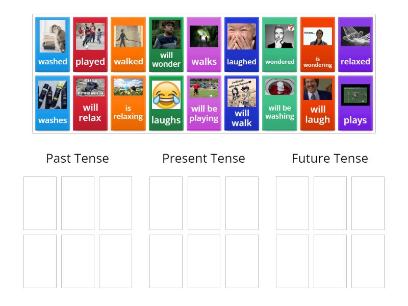 Sorting Verb Tense Cards - Group sort