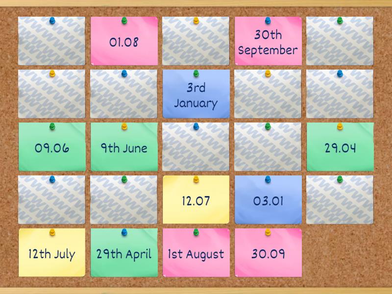 Dates - Matching pairs