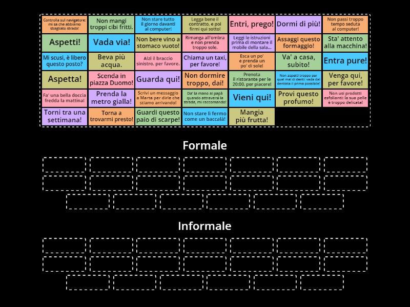 Imperativo, formale o informale? - Group sort