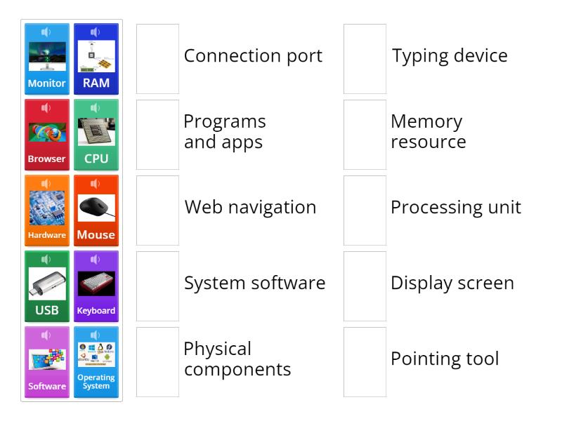 Computer Basics Match-Up - Сопоставить