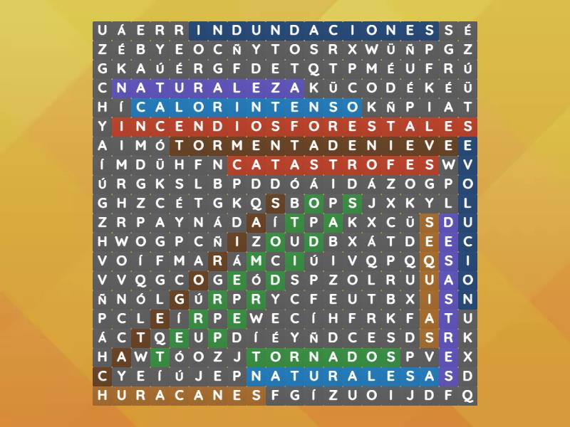 DESASTRES NATURALES - Sopa de letras