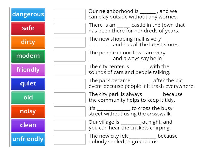 Adjectives (sentences) - Match up