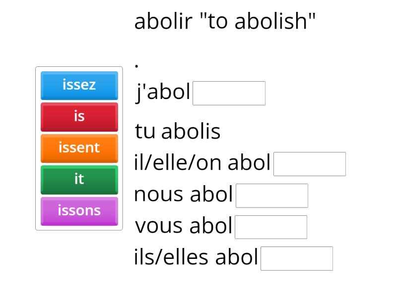Regular -ir Verb Endings - Complete the sentence
