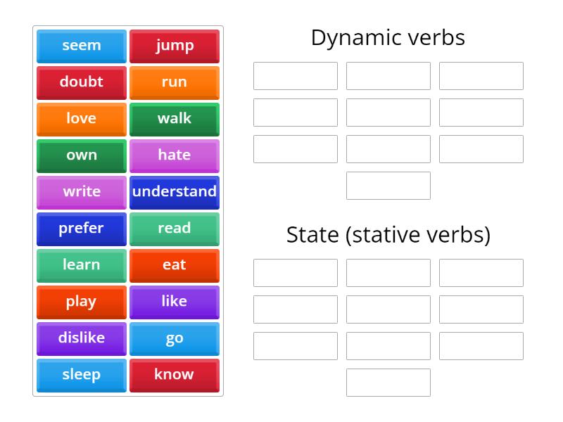 Dynamic and state verbs - Group sort