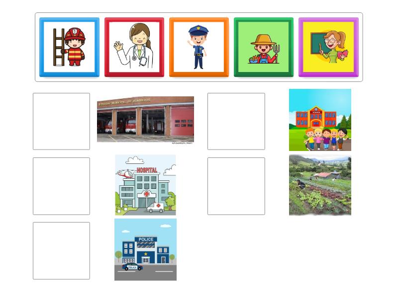 profesiones y lugares de trabajo - Match up