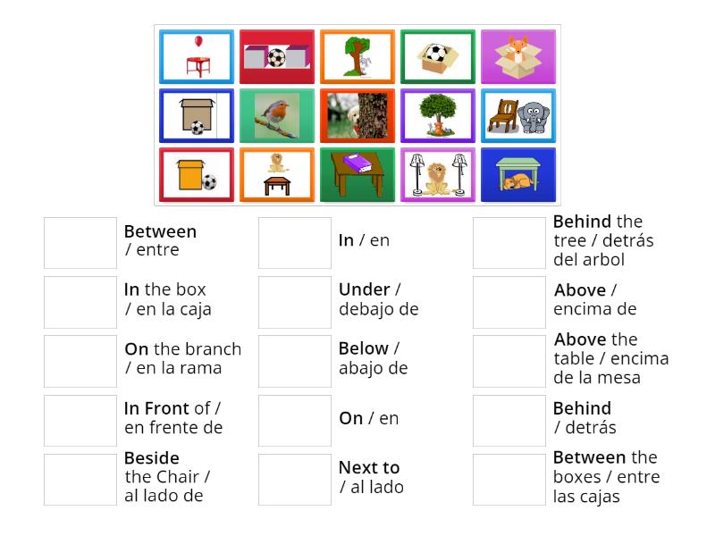 Prepositions of Place ~ English/spanish - Match up