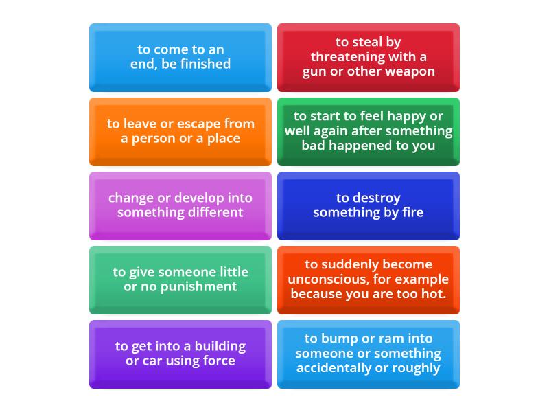 Phrasal verbs part 6 recall the phrasal verb - Flip tiles