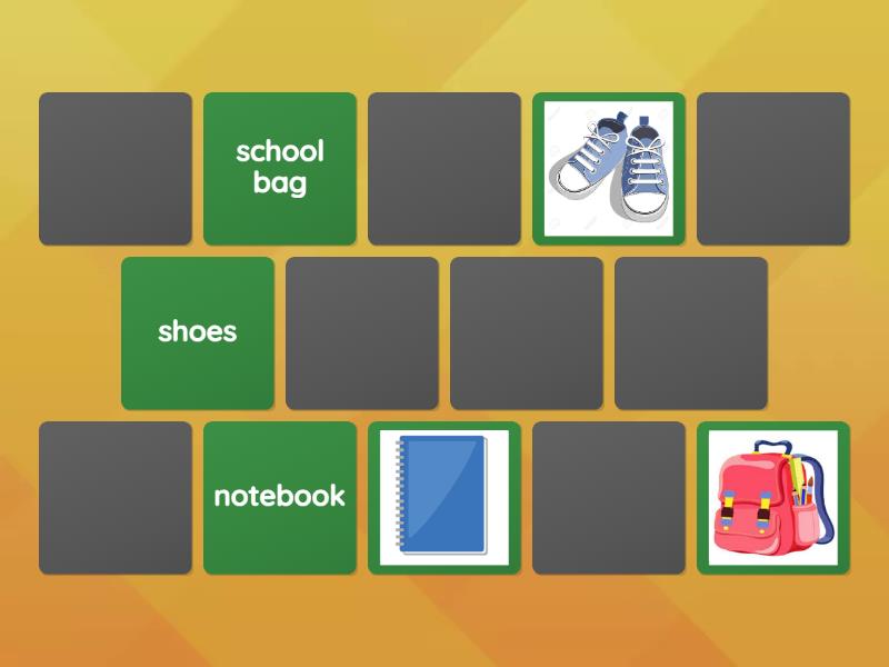 School Objects - memory game - Combine os pares