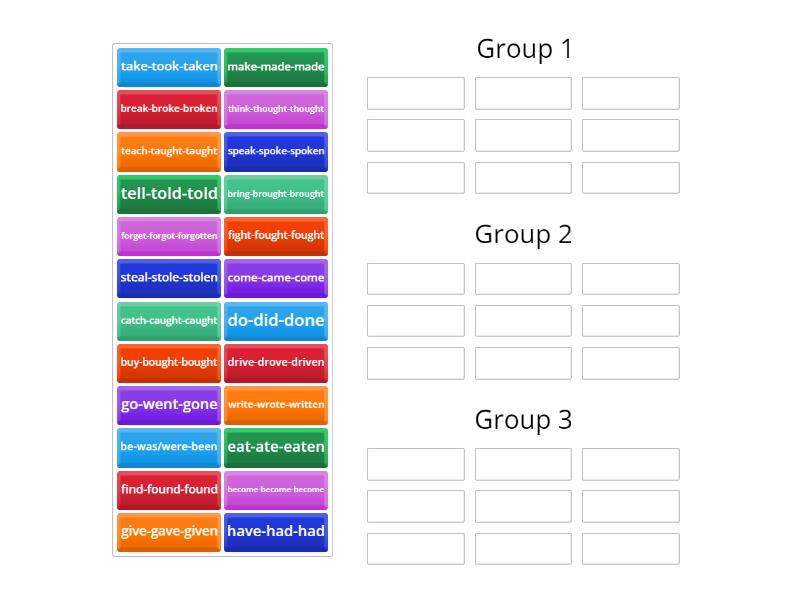 Irregular verbs - Group sort
