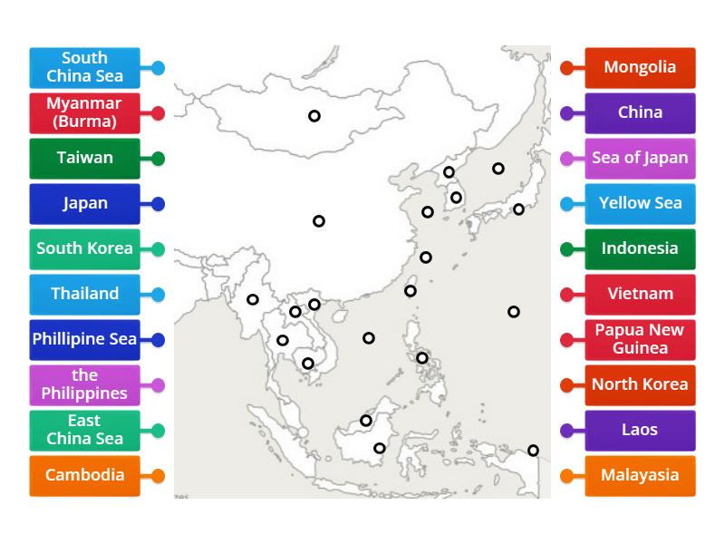 East & Southeast Asia - Labelled diagram