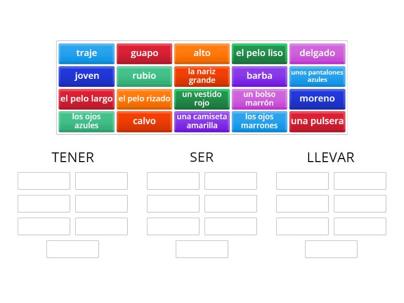 DESCRIPCIONES uso de los verbos - Group sort