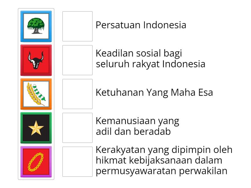 Menjodohkan Simbol dan Sila Pancasila - Une las parejas