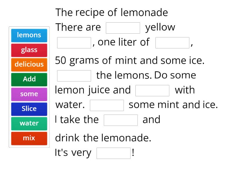 Recipes - Complete the sentence