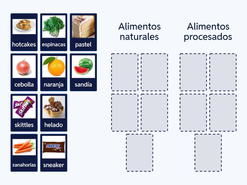 Alimentos naturales y procesados - Group sort