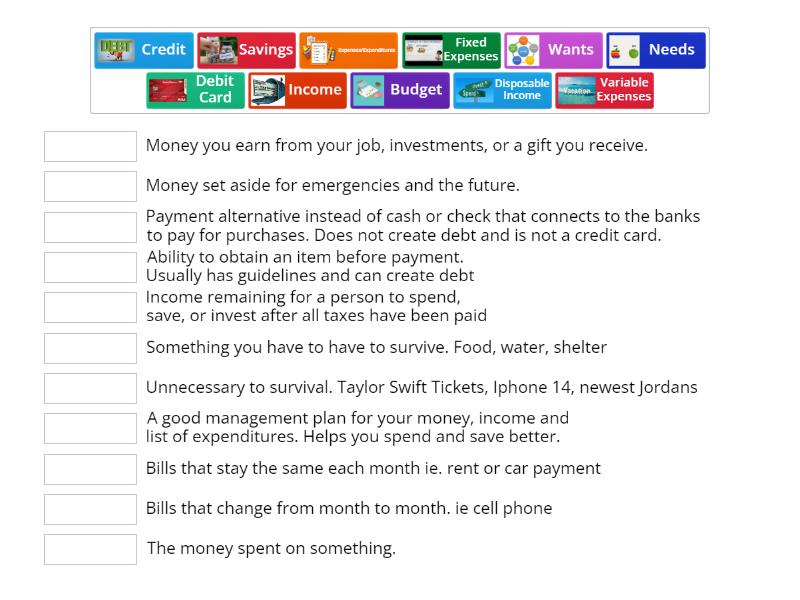 SS8E3 Budgeting Terms - Match up