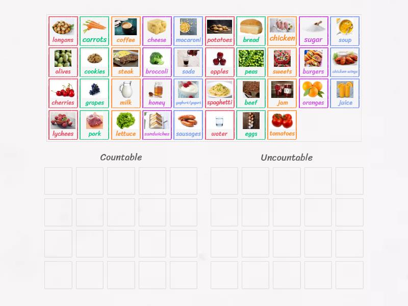 4B Ch.3 Countable vs uncountable food items - Group sort