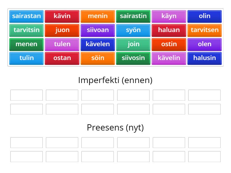 Imperfekti - Group sort