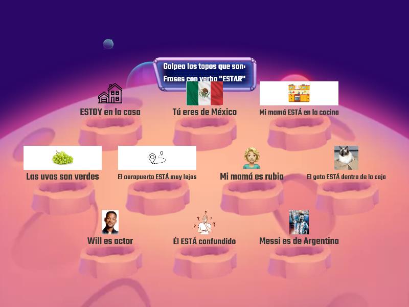 ESTAR vs SER , click only phrases with verb "estar" - Whack-a-mole