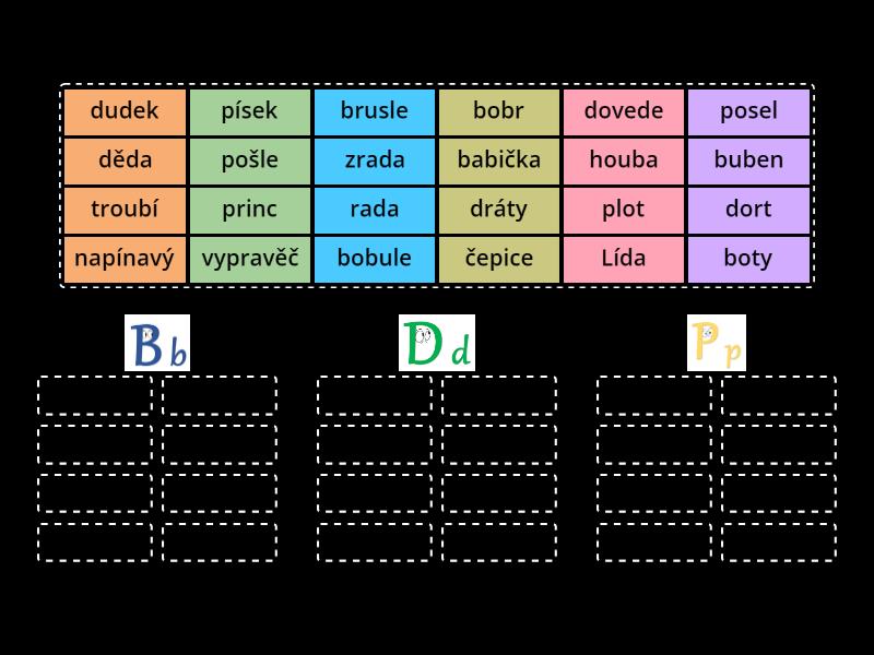DIFERENCIACE: b, d, p - Group sort