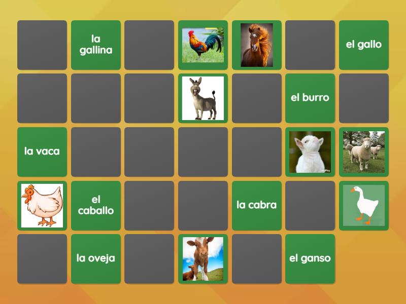 Los Animales de Granja - Matching pairs