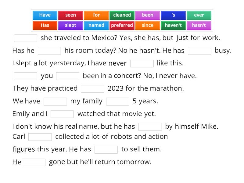 Present perfect - Complete the sentence