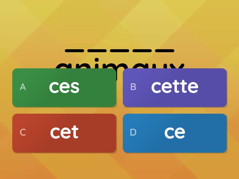 Les adjectifs démonstratifs - Quiz