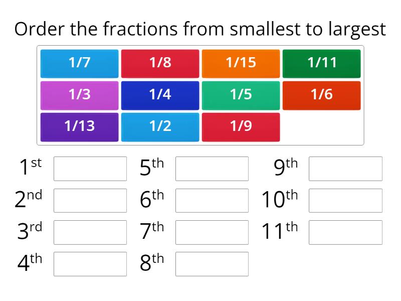 Ordering Fractions - Warm-up - Rank order