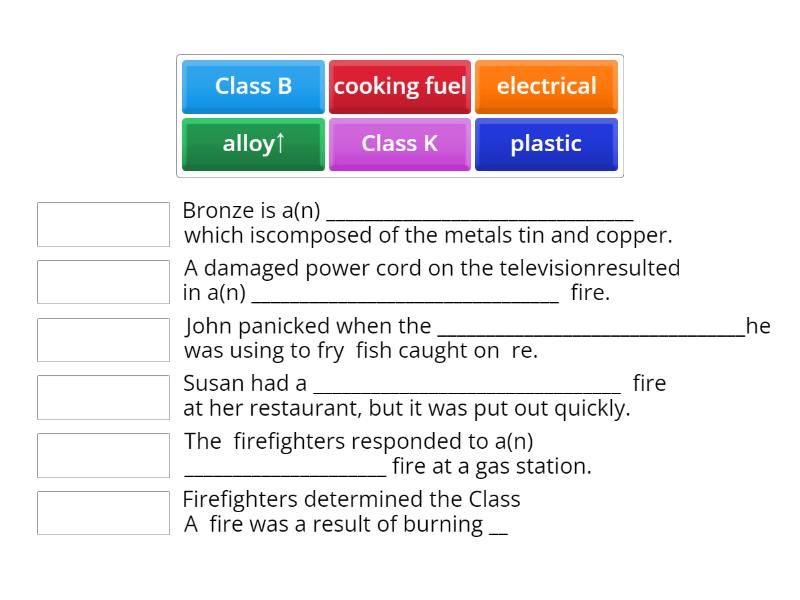Fuel classification A2 - Match up